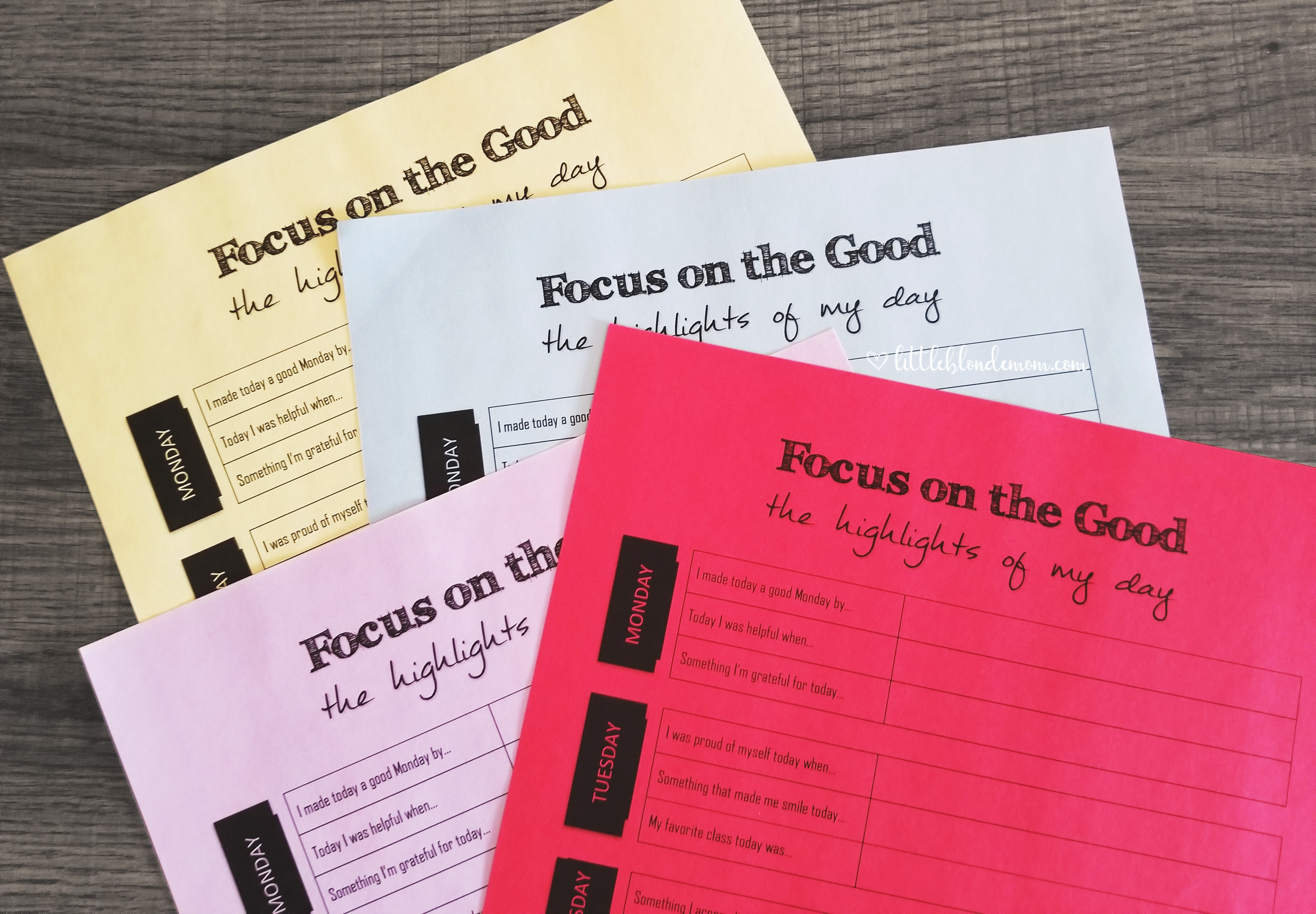 Focus on The Good - Positive Journal Printable - little blonde mom